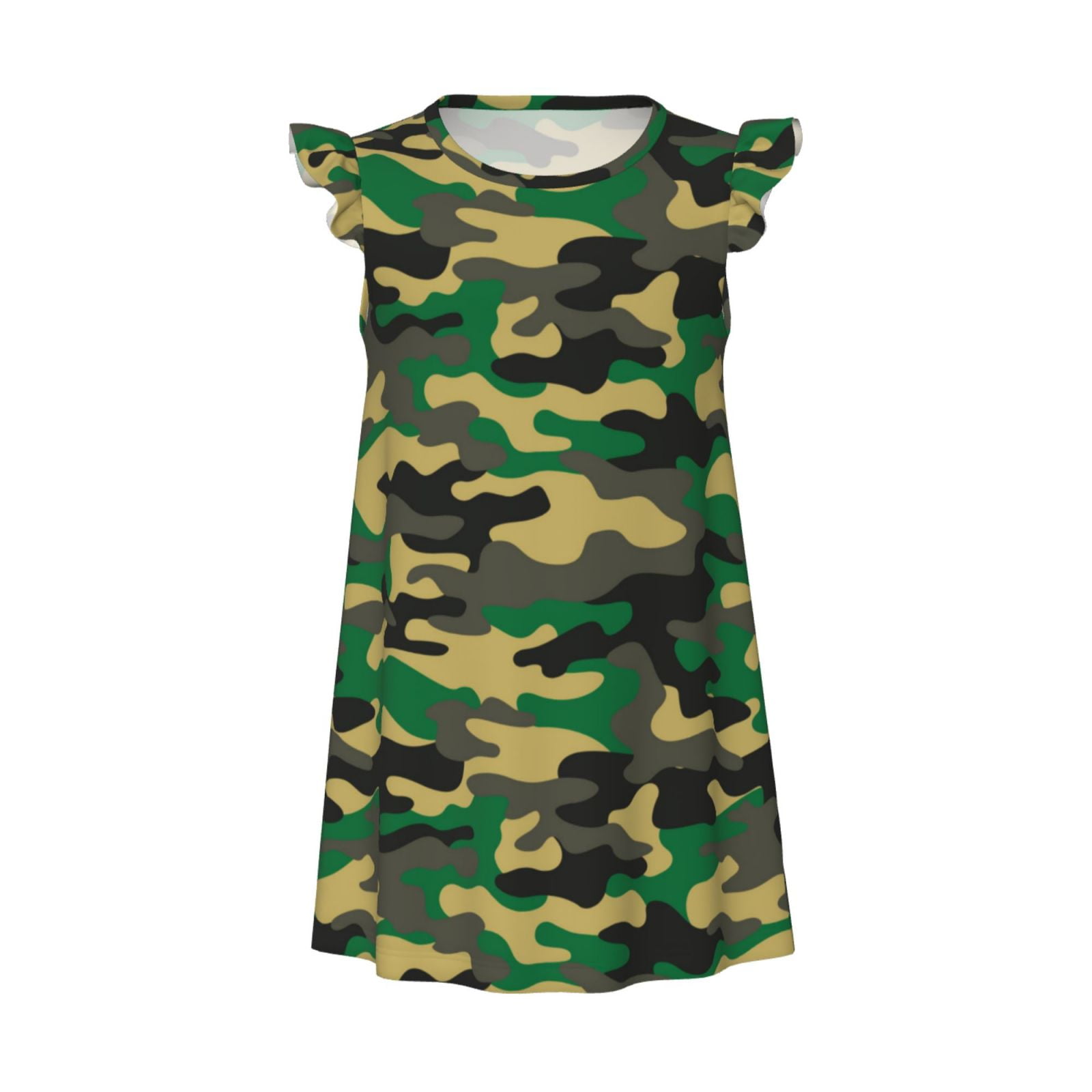 Classic Camo Green Girls Nightgowns, Flutter Sleeve Pajamas Nightdress ...