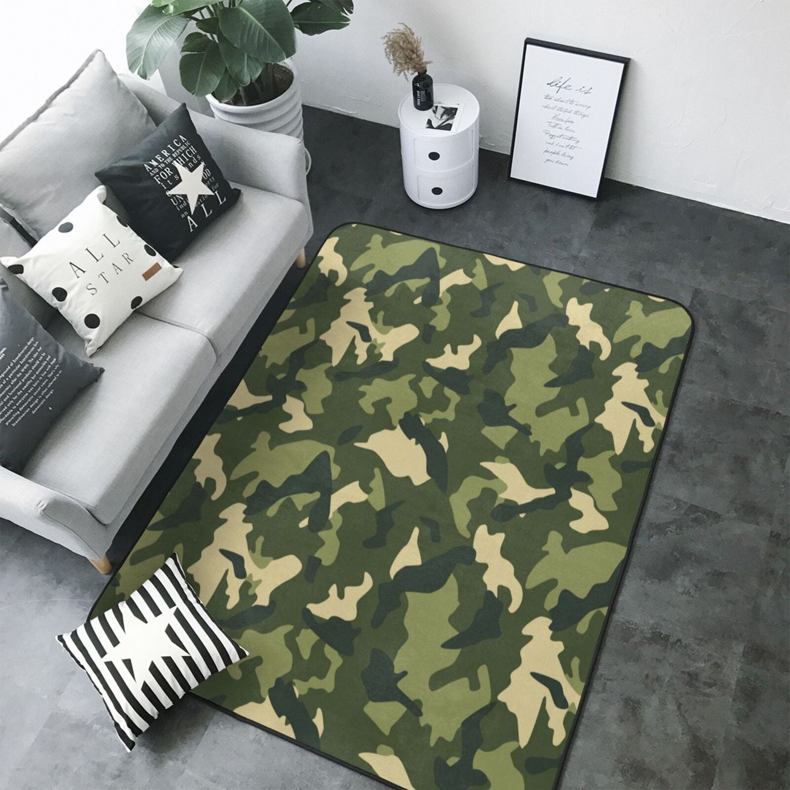 Classic Camouflage Green Area Rugs for Living Room Bedroom, 5x7 Soft ...