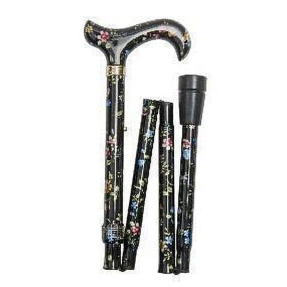 Classic Canes Aluminium Elite Folding Derby Black Floral Cane for Men ...