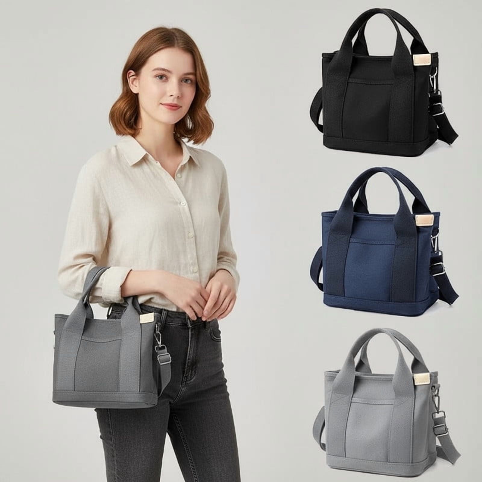 Classic Canvas Handbag for Women, Multi-Compartment Tote Purse with ...
