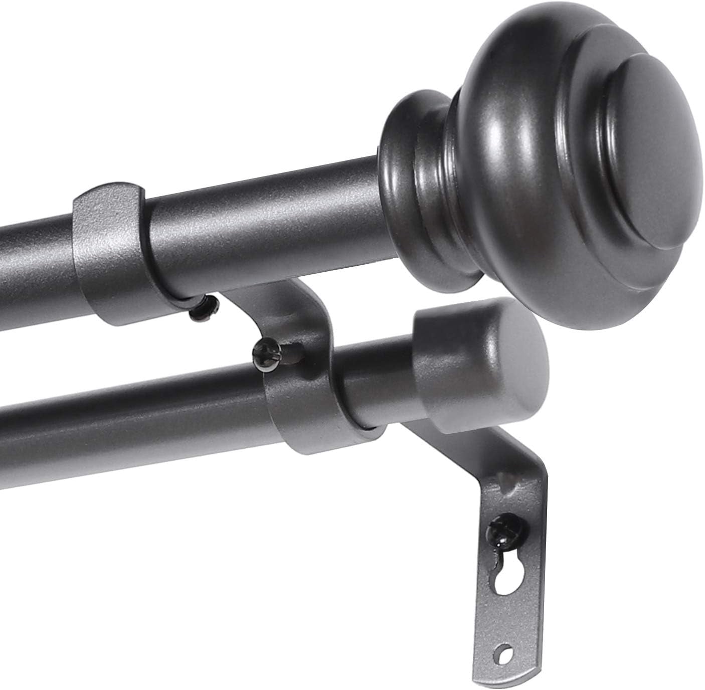 Classic Cap Elegant Window Treatment Telescoping Double Curtain Rod Set ...