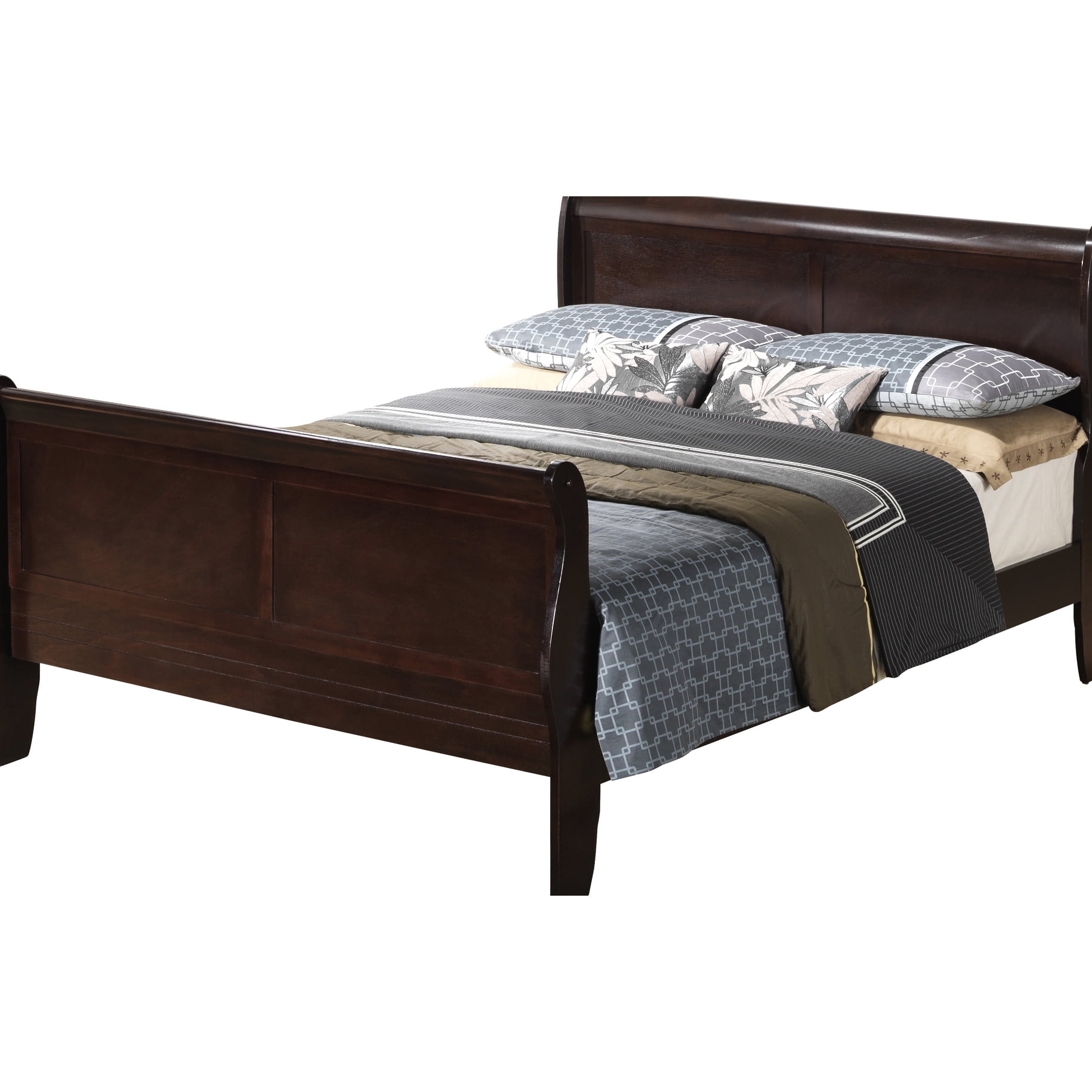 Classic Cappuccino Queen Bed, Captivating Curved Trim And Robust Wood ...