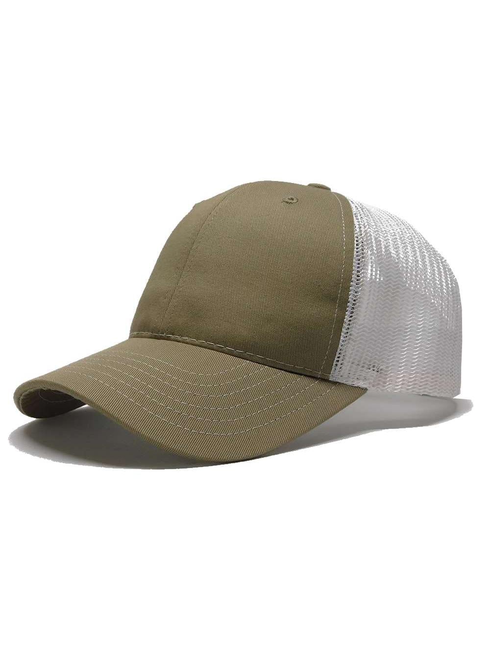 Classic Caps - USA-Made Trucker Cap - USA100 - Khaki/ White - Size ...
