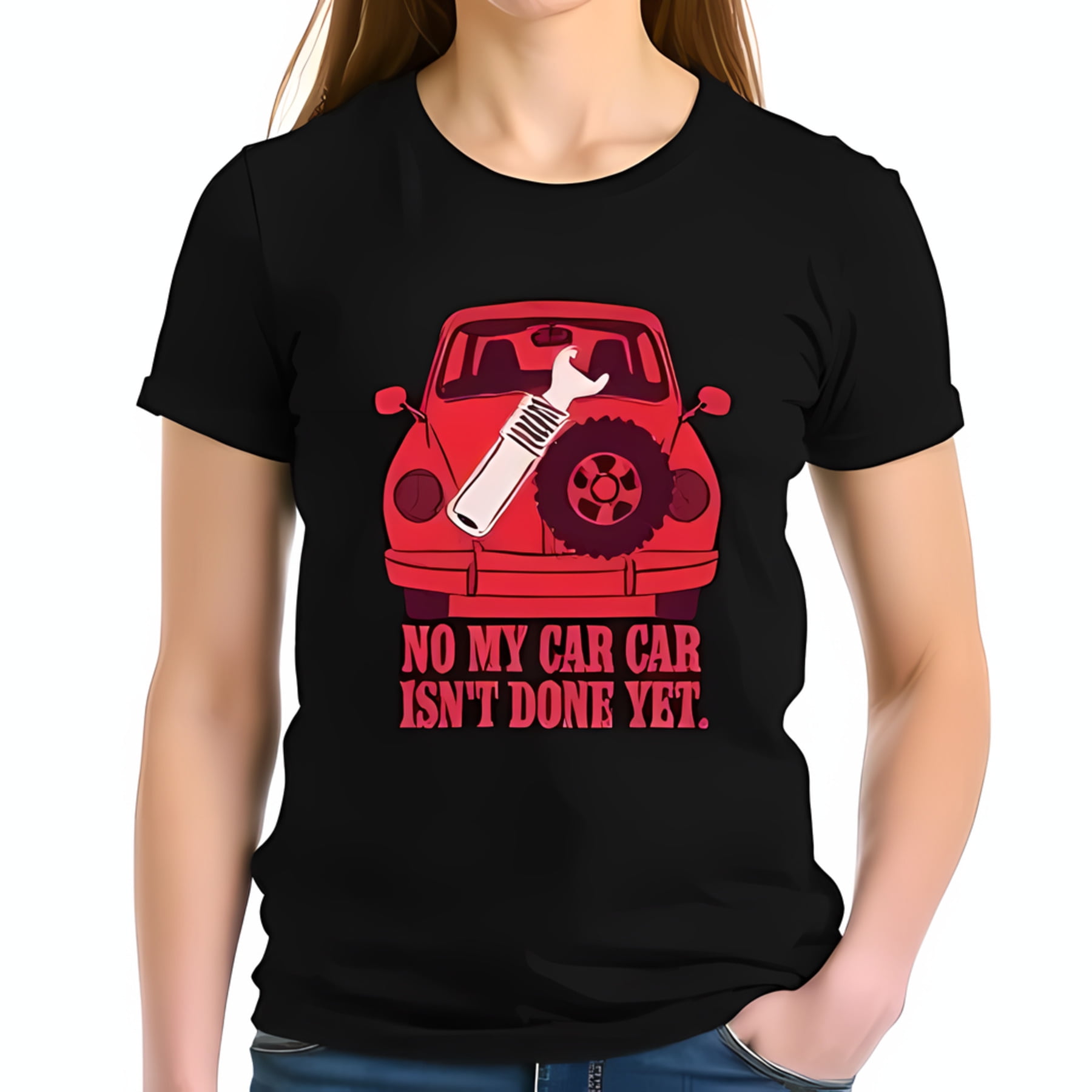 Classic Car Graphic Cotton Short Sleeve T-Shirt - Bold Red Design with ...