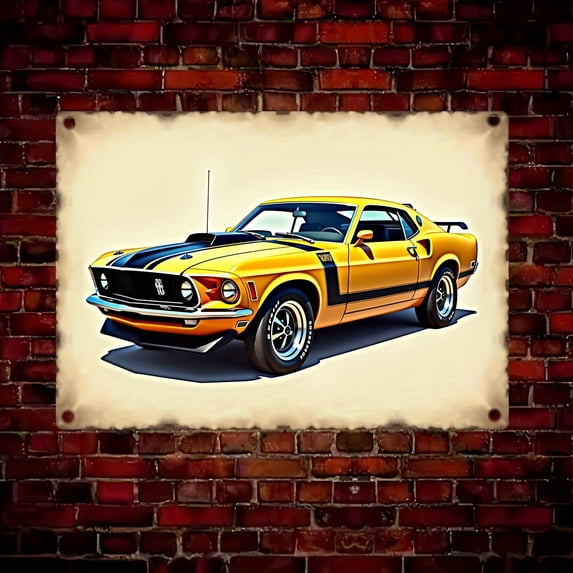 Classic Car Tin Sign - Retro Metal Wall Art Decor, Weatherproof with ...