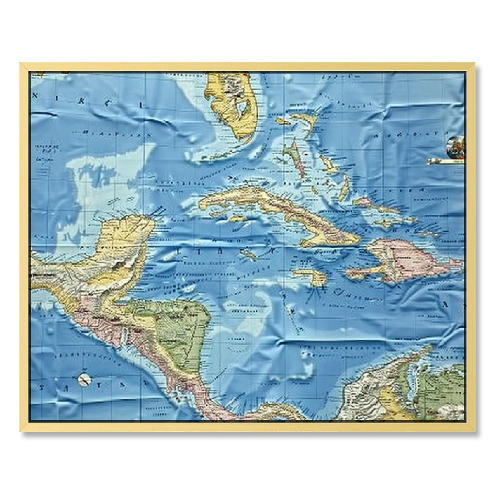 Classic Caribbean Push Pin Travel Map with Barnwood Gray Frame and Pins ...
