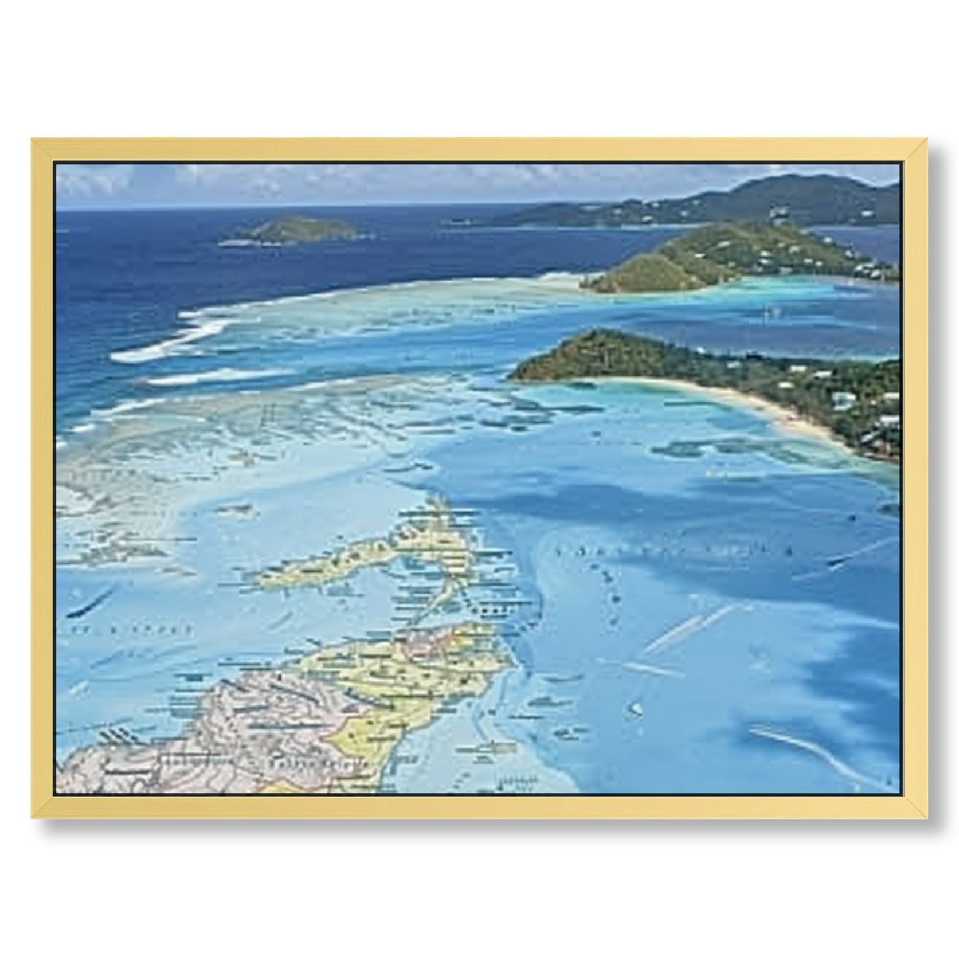 Classic Caribbean Push Pin Travel Map with Black Frame and Pins ...