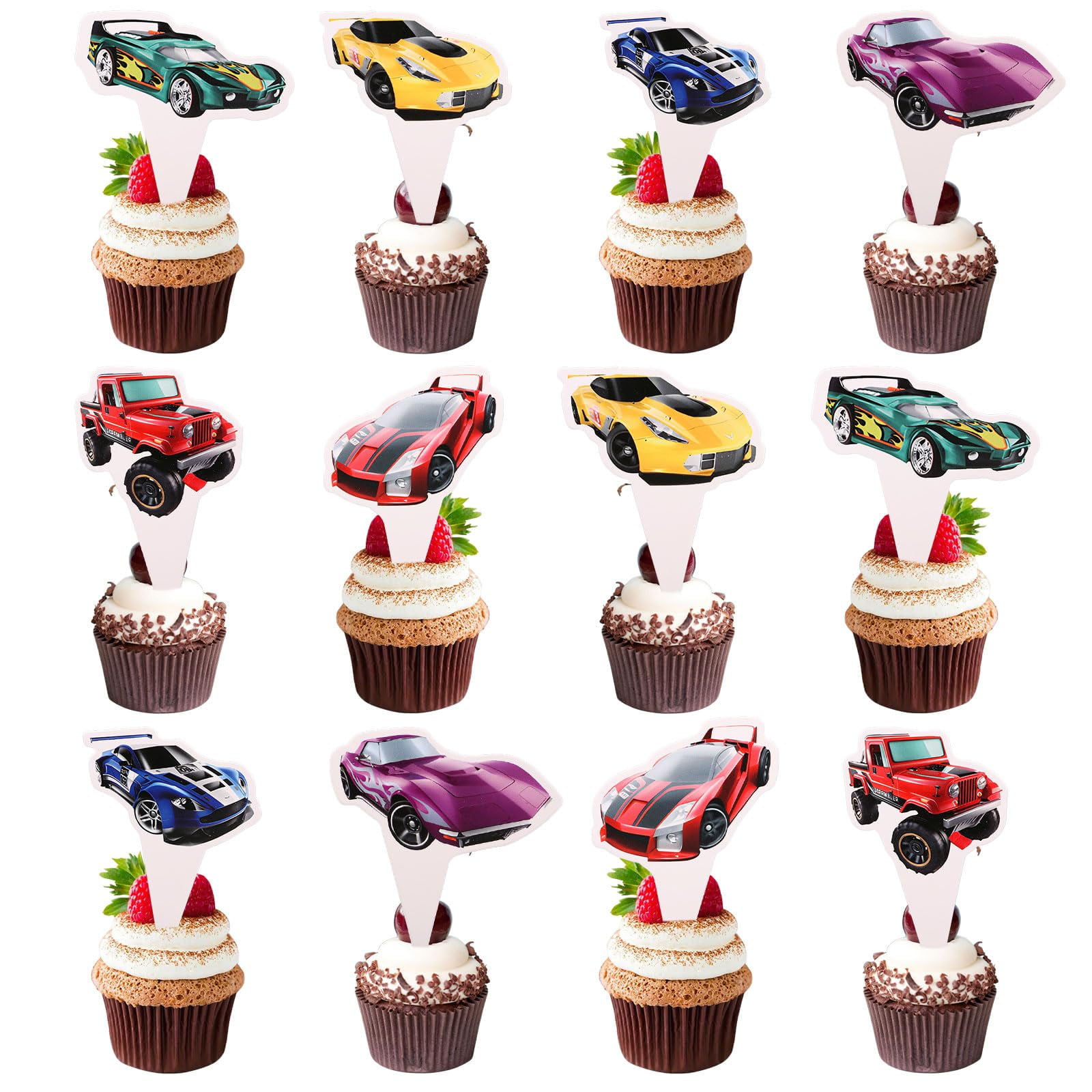 Classic Cars 36 pcs Cupcake Toppers, Racing MDH1Car Theme Party ...
