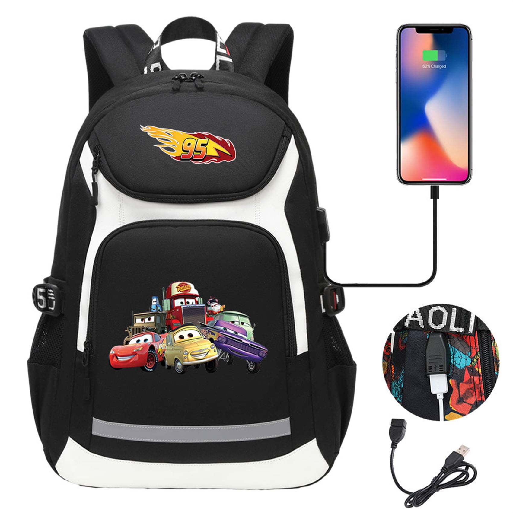 Classic Cars Backpack Teen Lightweight Daily Book Bag Funny Cartoon ...