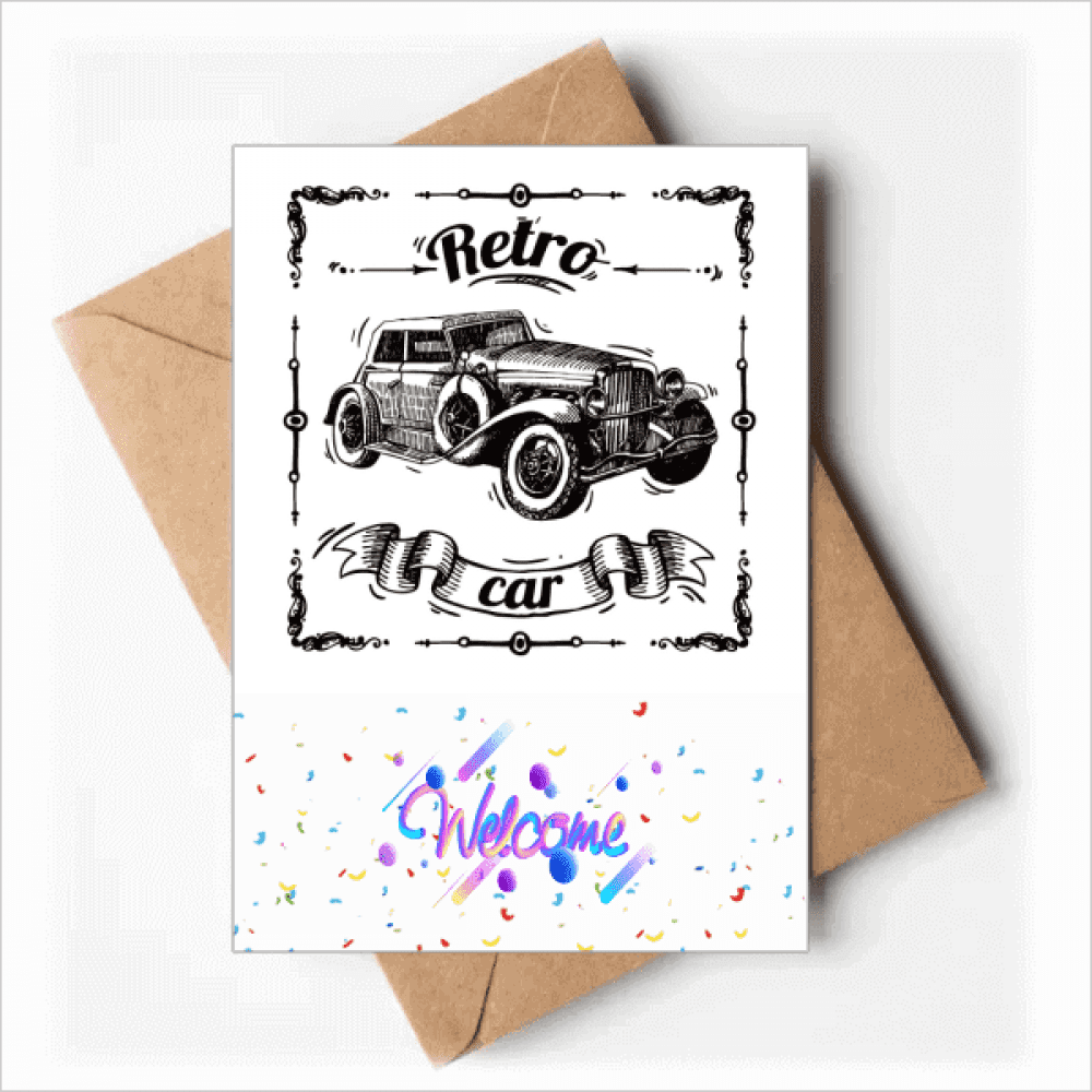 Classic Cars Hand Painted Pattern Welcome Back Greeting Cards Envelopes ...