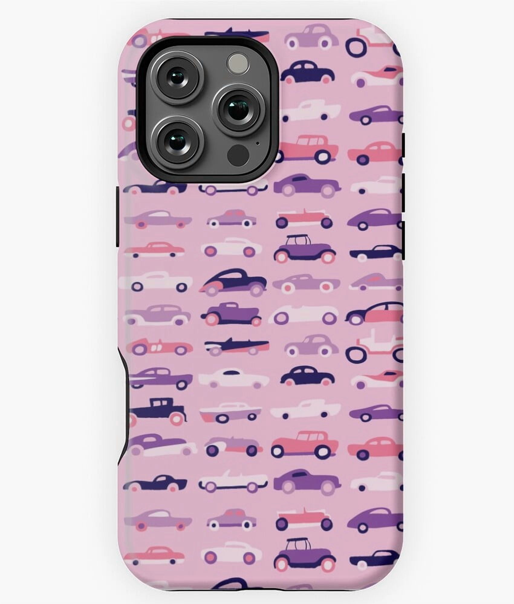 Classic Cars Pink Repeating Pattern M0096 Phone Case for iPhone 17 16 ...