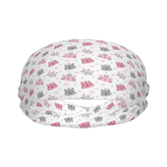 Classic Cartoon Cute Cat Face Sports Headbands for Men/Women Workout ...