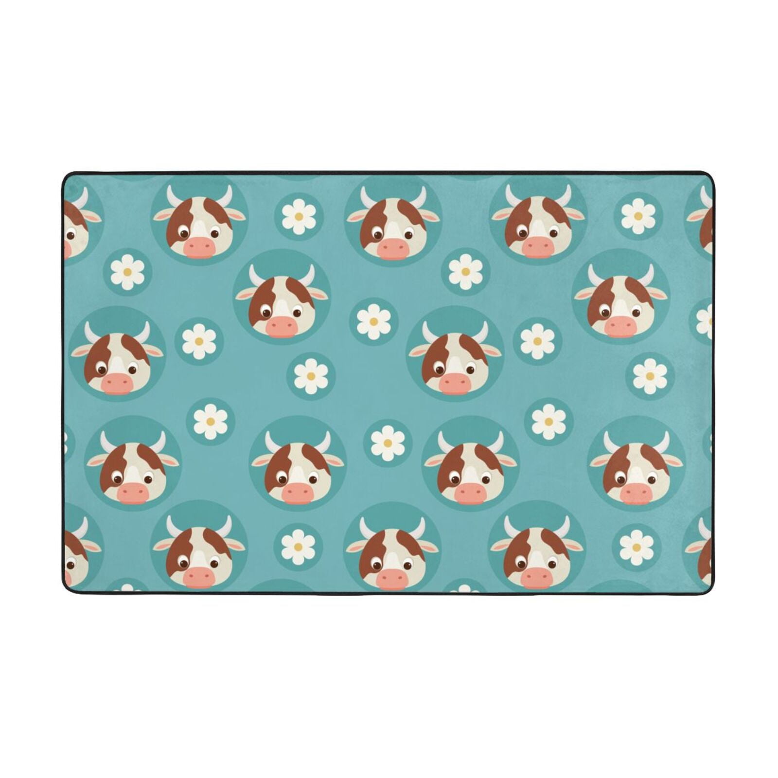 Classic Cartoon Cute Cow Daisy Indoor Door Mat, Bedroom Rug & Carpets ...