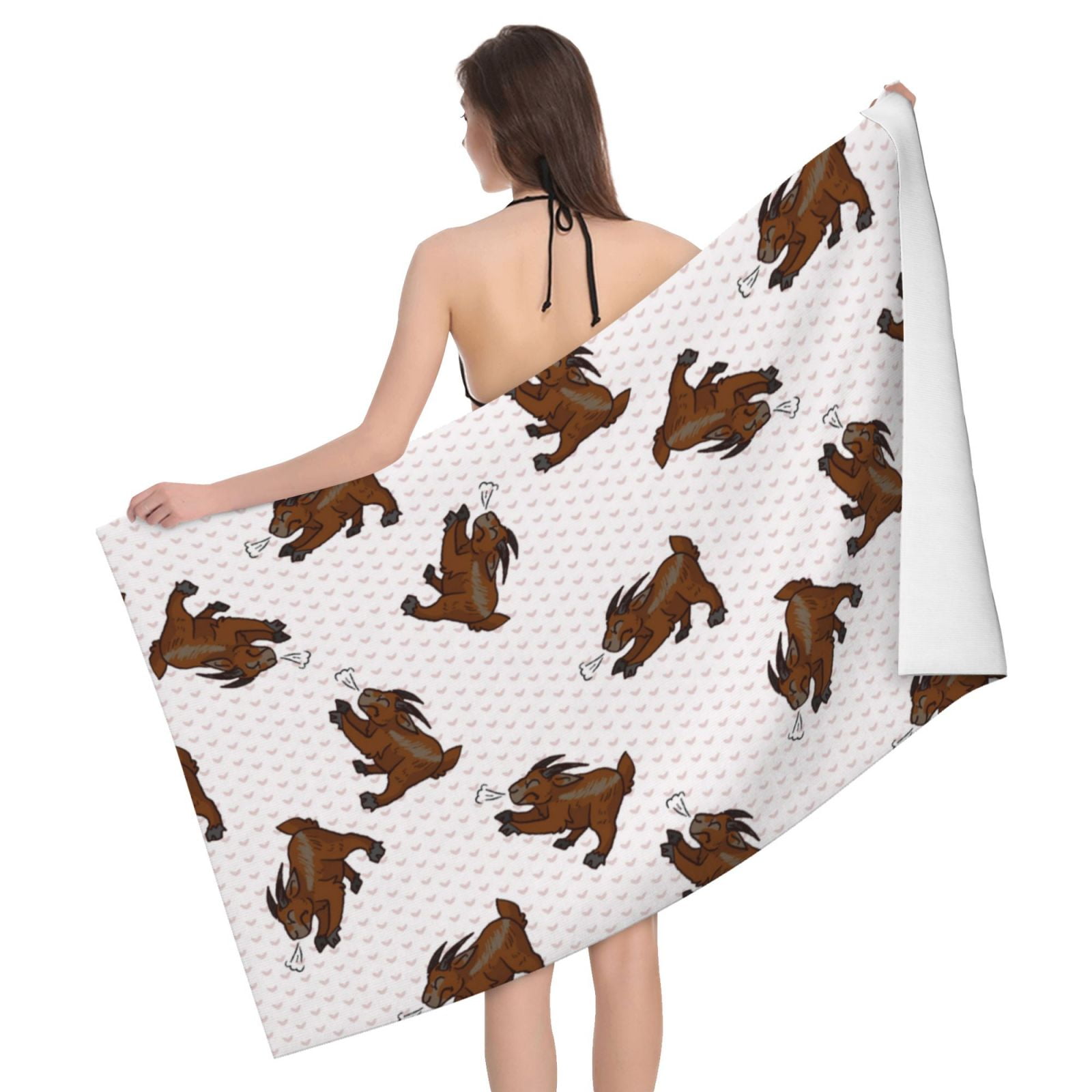Classic Cartoon Cute Goat Bath Towels, Microfiber Towel for Bathroom ...