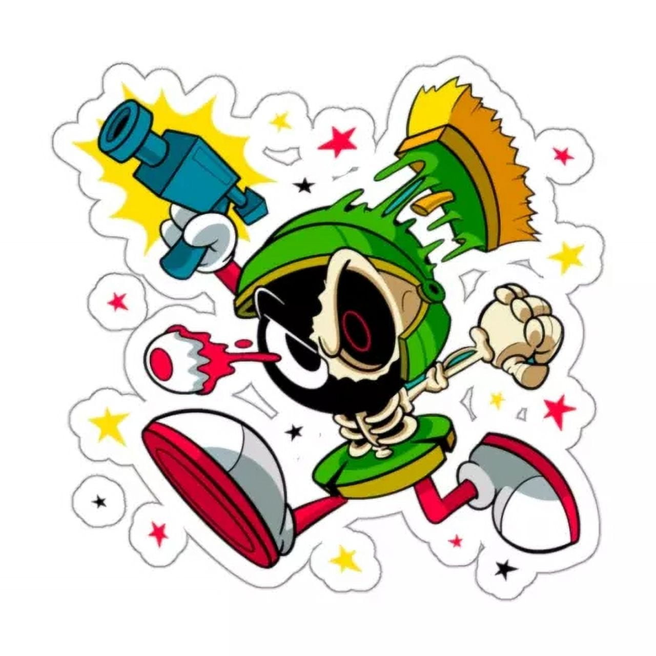 Classic Cartoon Sticker Marvin The Martian Fan Art Drawing Illustration ...