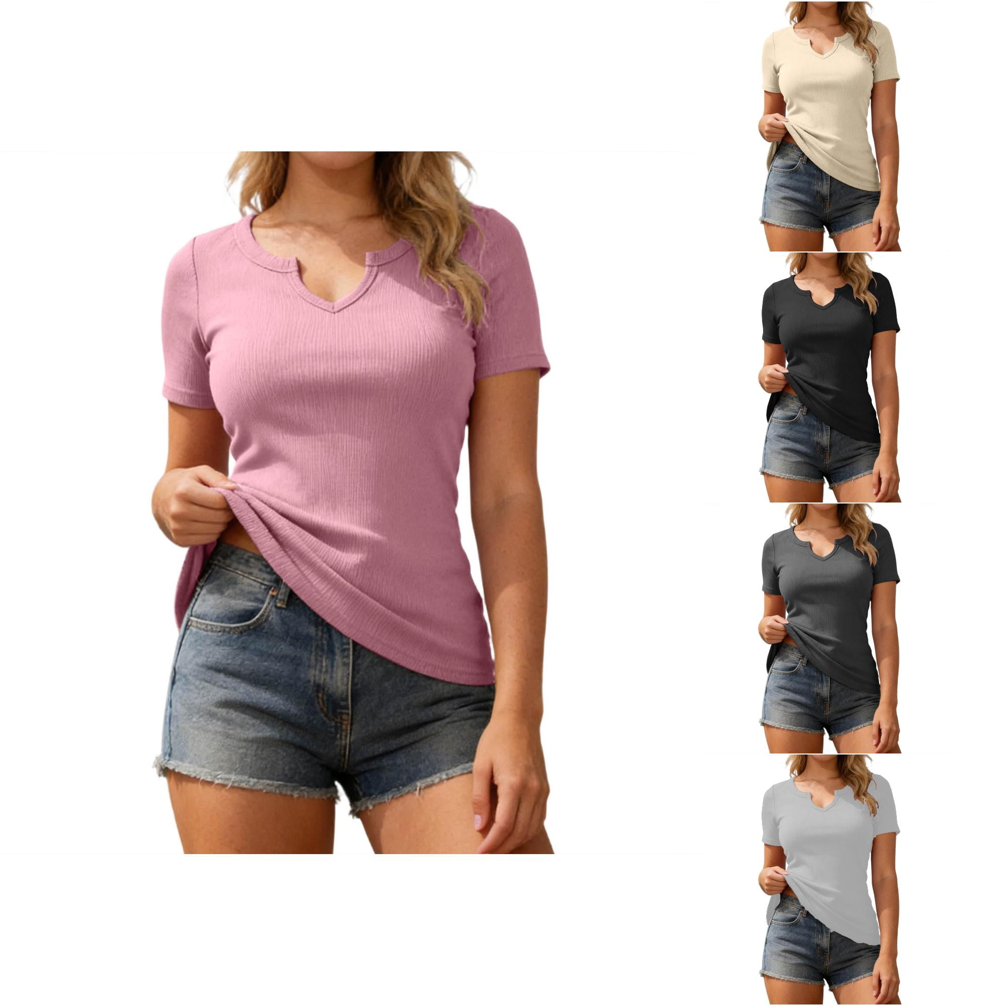 Classic Casual Solid Women T Shirt Soft Everyday Basic Tee Comfortable ...