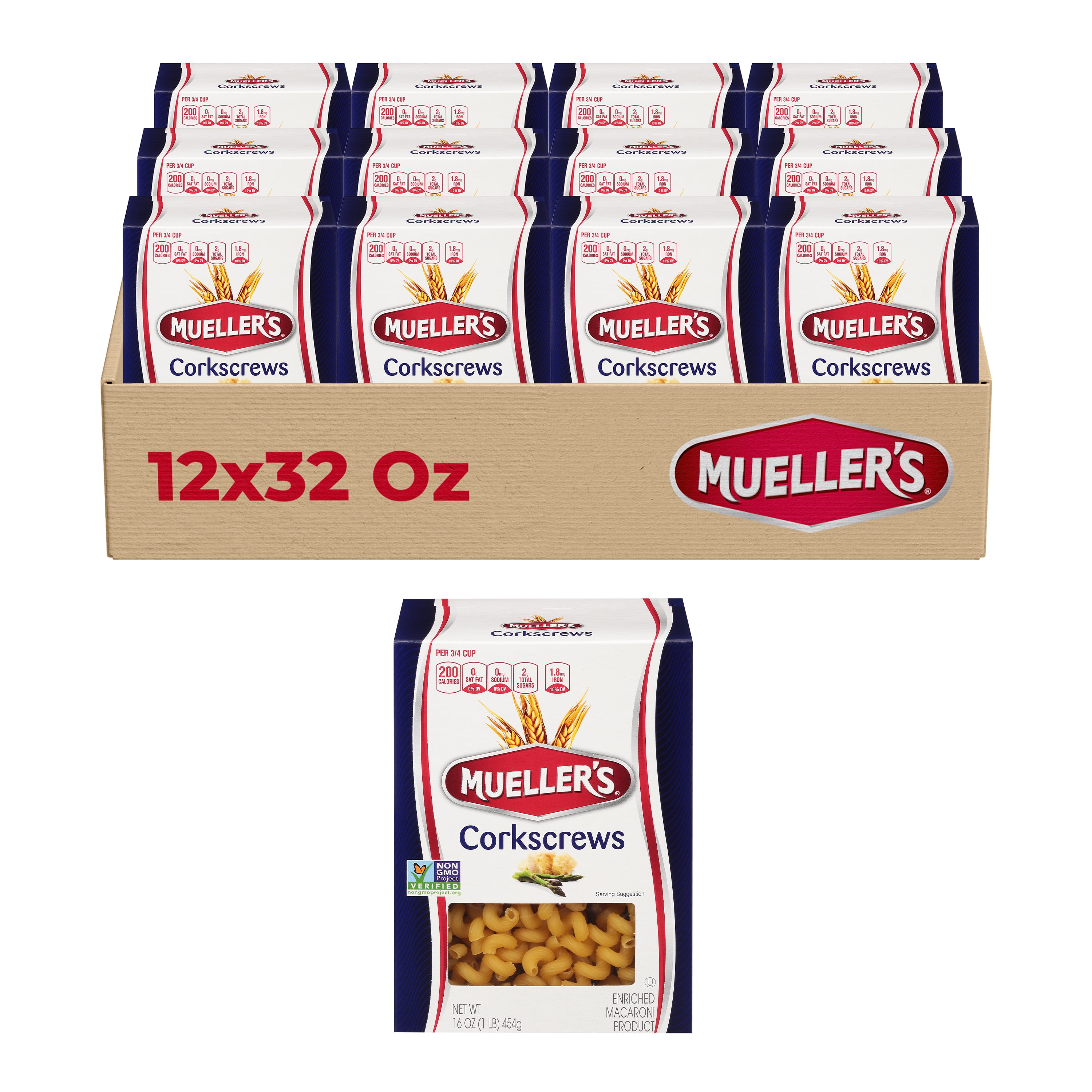 Classic Cavatappi Pasta (12-Pack, 16 oz) â€“ Corkscrew pasta holds ...