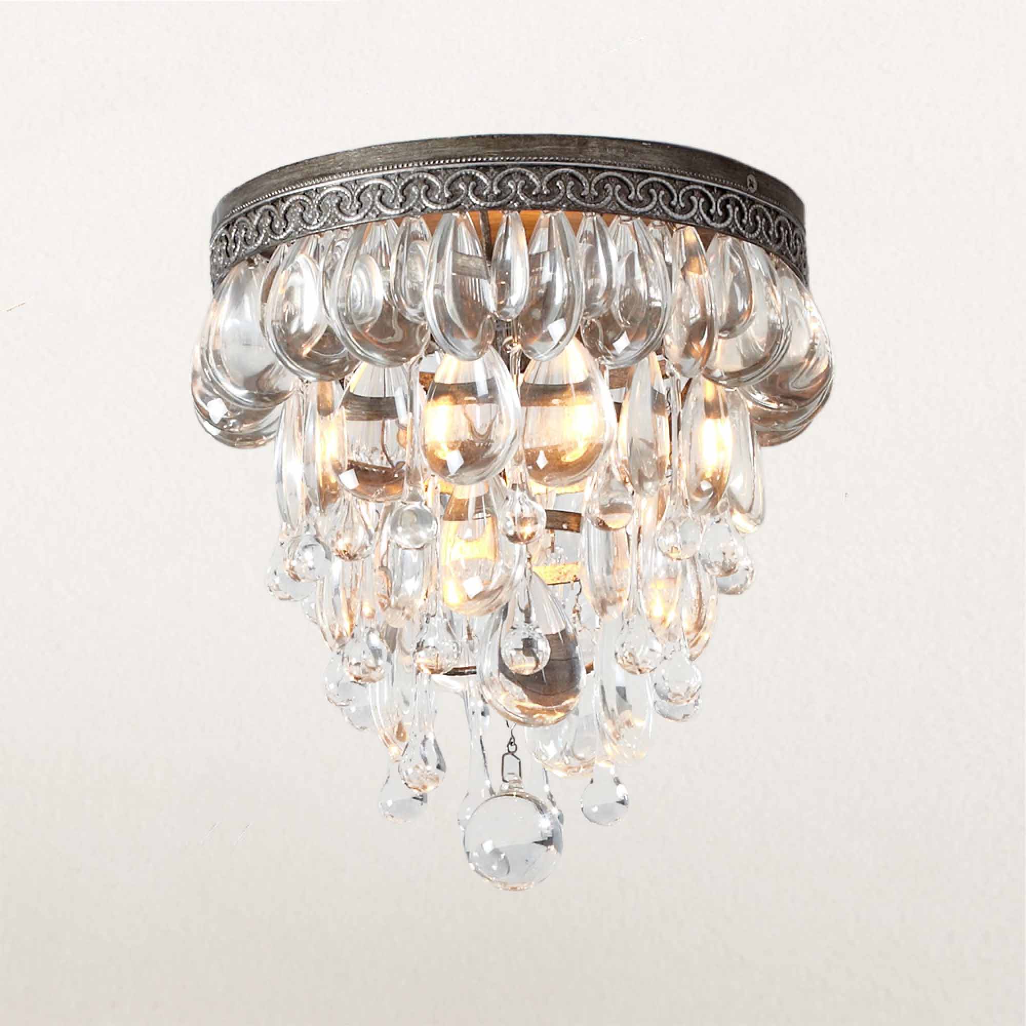 Two Light Flush Mount Faceted Glass Ceiling Fixtur - Walmart.com