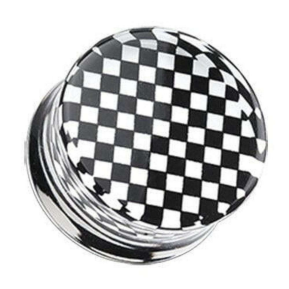 Classic Checker Inlay Double Flared Ear Gauge Plug Earrings - Walmart.com