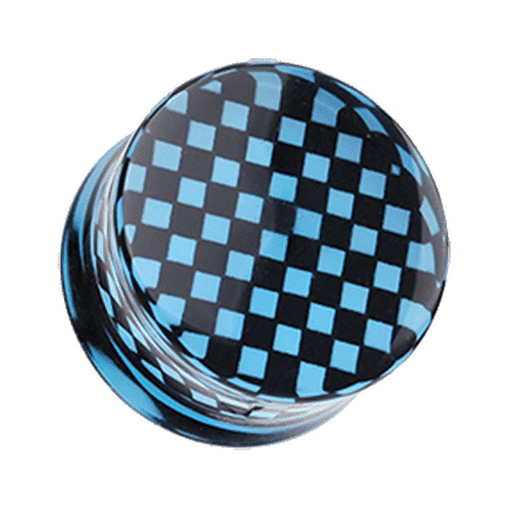 Classic Checker Inlay Double Flared Ear Gauge Plug Earrings - Walmart.com