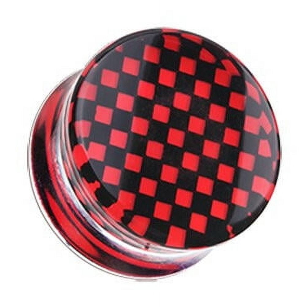Classic Checker Inlay Double Flared Ear Gauge Plug Earrings - Walmart.com