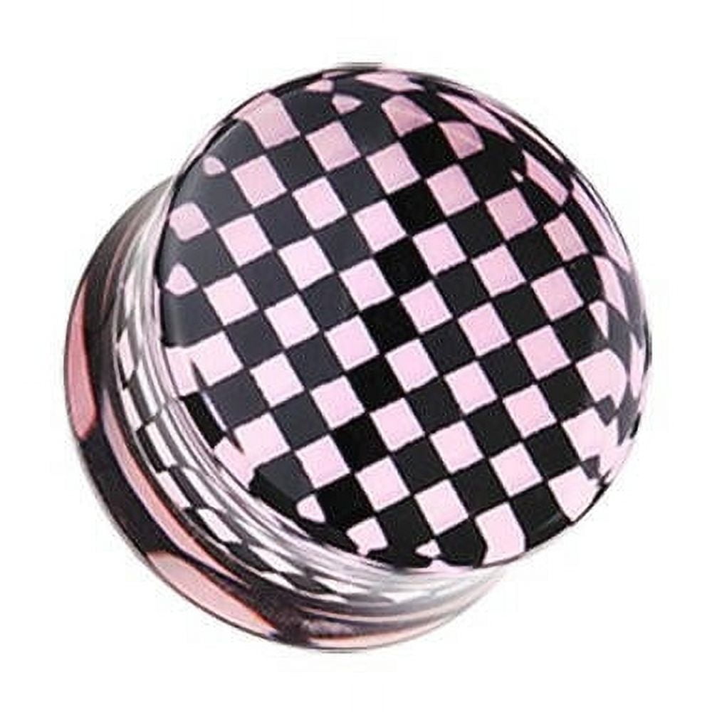 Classic Checker Inlay Double Flared Ear Gauge Plug Earrings - Walmart.com