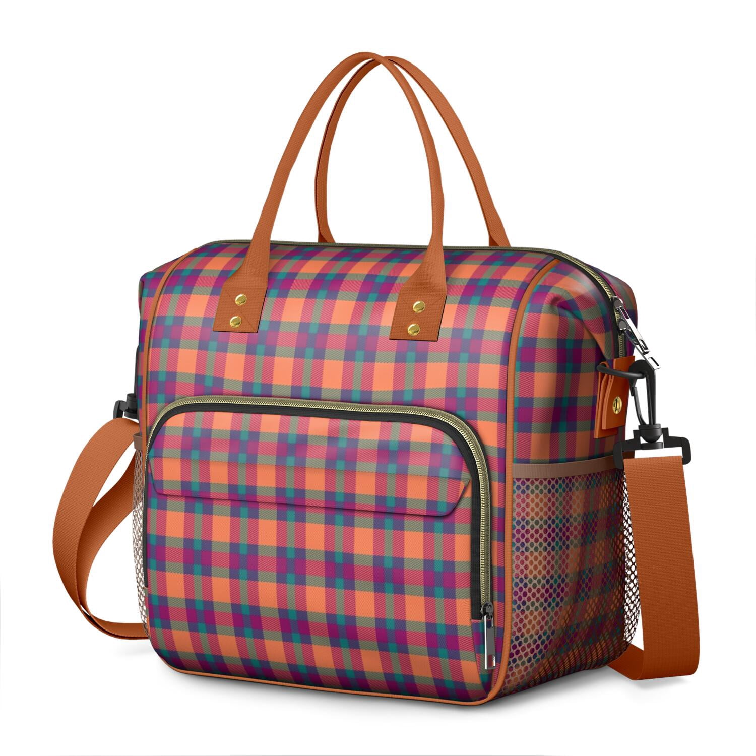 Classic Checkered Lunch Box – Vintage Plaid Insulated Cooler Tote with ...