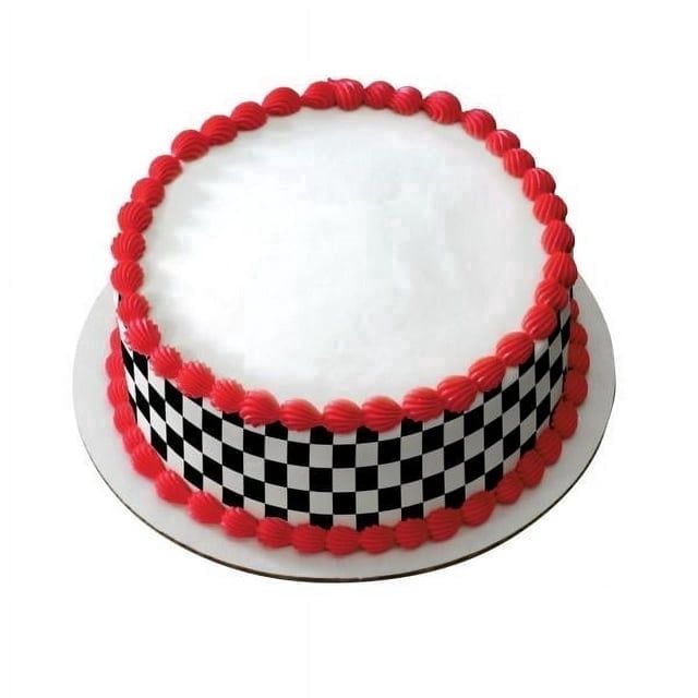 Black & White Classic Racing Checker Pattern Edible Icing Image Cake ...