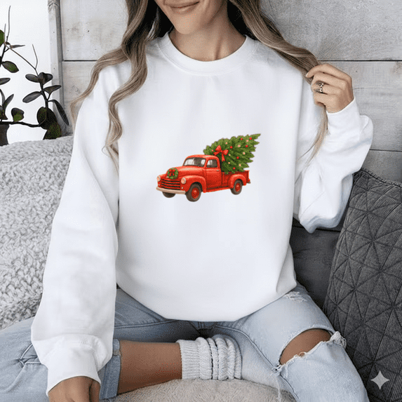 Classic Cheer Vintage Red Truck Holiday Tree Christmas Art Sweatshirt ...