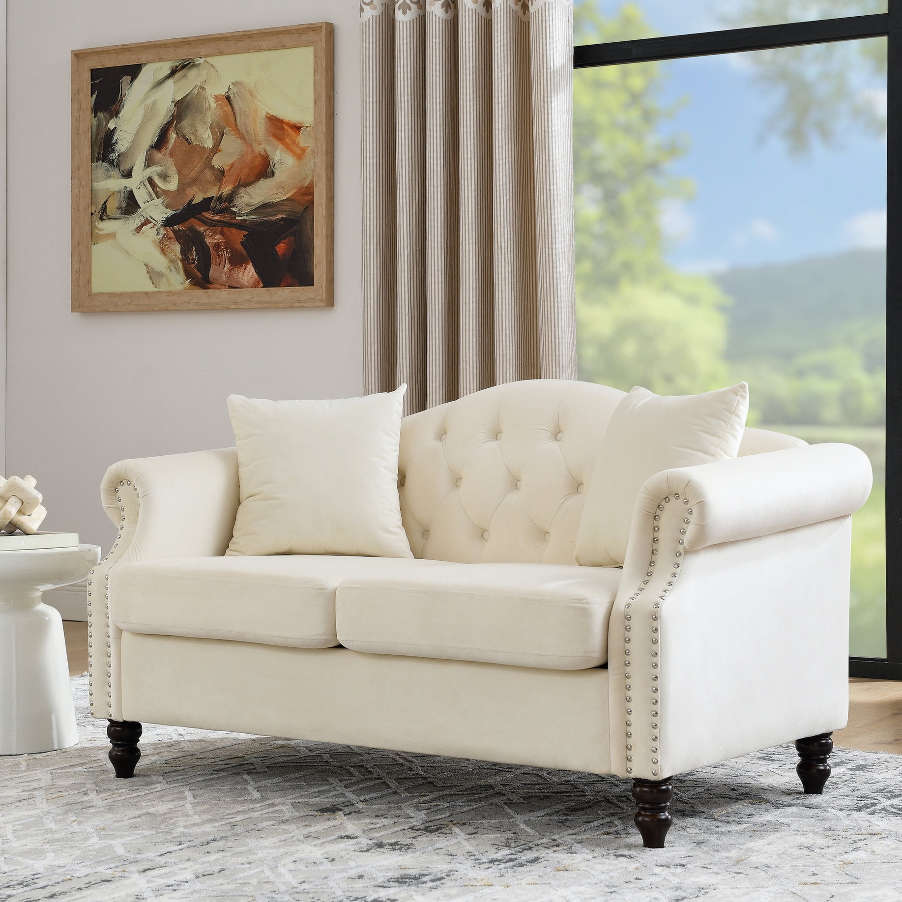Classic Chesterfield Design with Rolled Arms - Perfect for Family ...