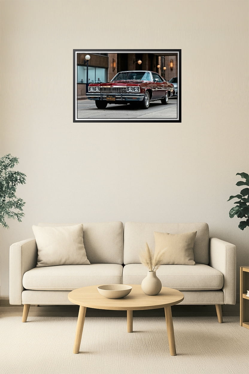 Classic Chevy Impala Poster – Vintage Street Elegance in Burgundy ...