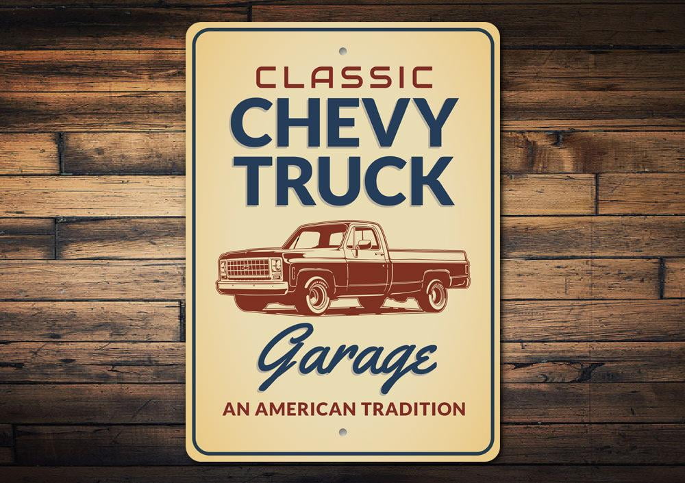 Classic Chevy Truck Novelty Sign, Metal Wall Decor - 10x14 inches ...
