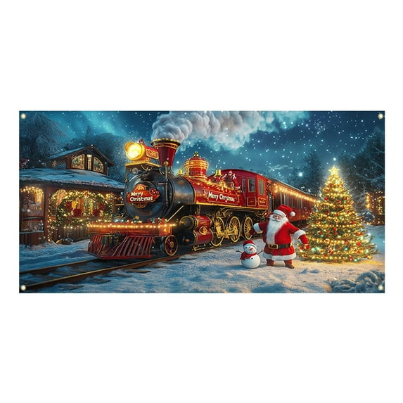 Classic Christmas Garage Door Banner - Outdoor Holiday Decor with Santa ...