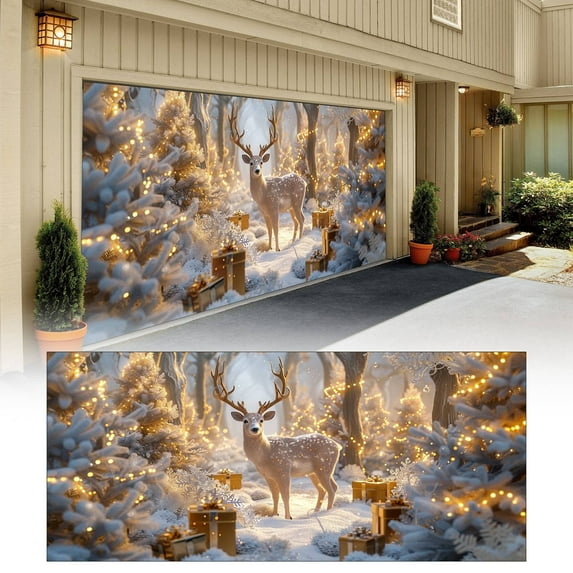 Classic Christmas Garage Door Banner - Outdoor Holiday Decor with Santa ...