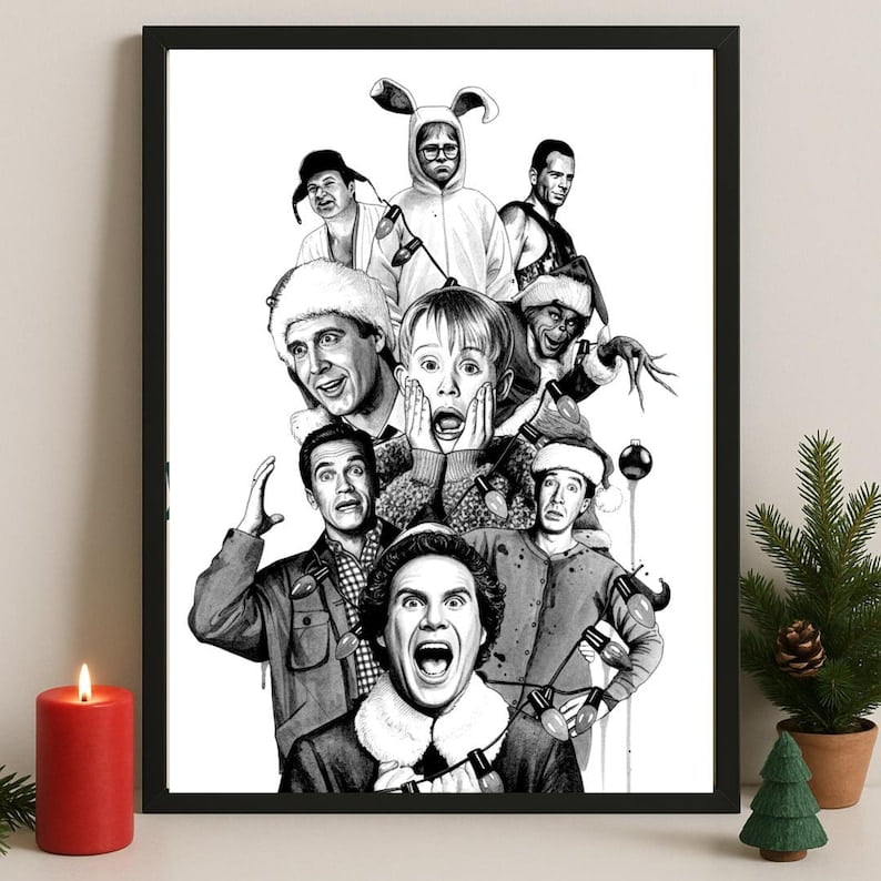 Classic Christmas Movie Posters - Black & White Christmas Holiday Decor ...