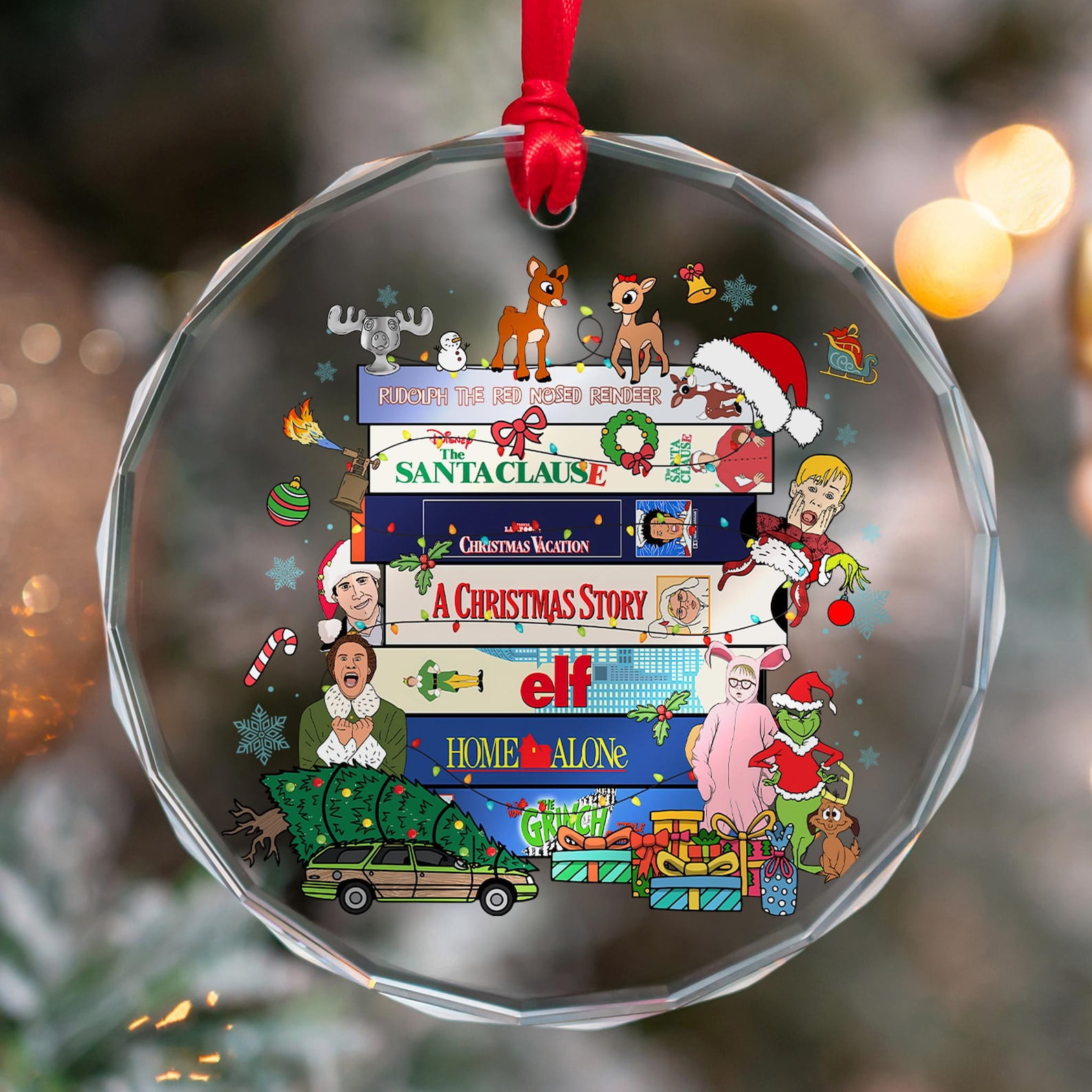Classic Christmas Movie Stack Ornament – Nostalgic Glass Holiday Tree ...