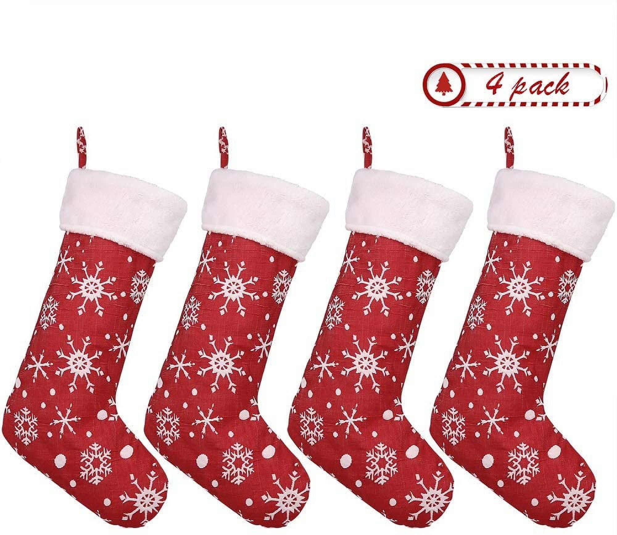 Classic Christmas Stockings Set, Soft Velvet Material with White Plush ...