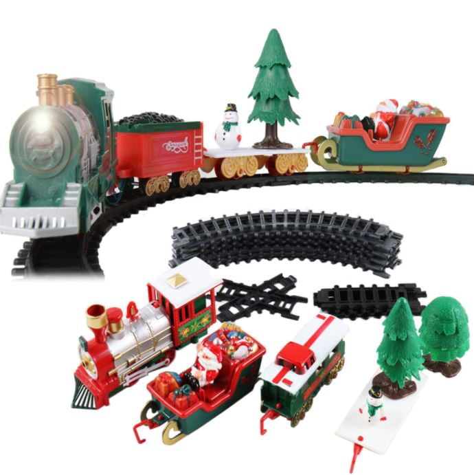 Classic Christmas Train Set with Lights and Sounds, Santa Claus Sleigh ...