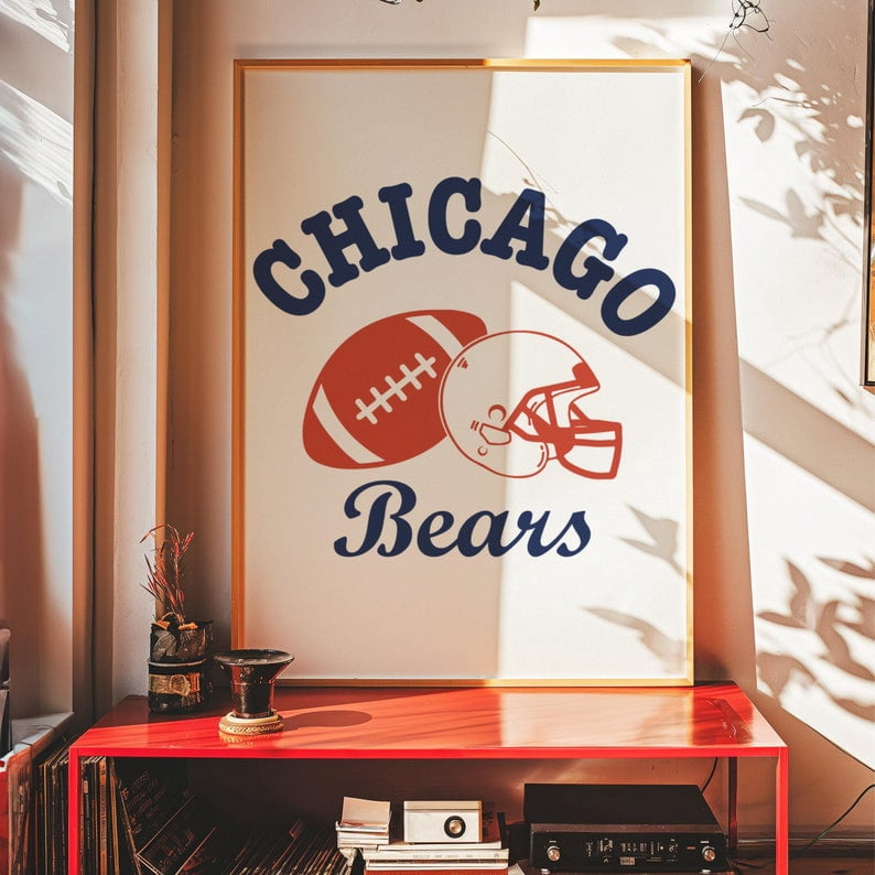 Classic City Football Helmet Illustration Poster Cozy Sports Room Wall ...