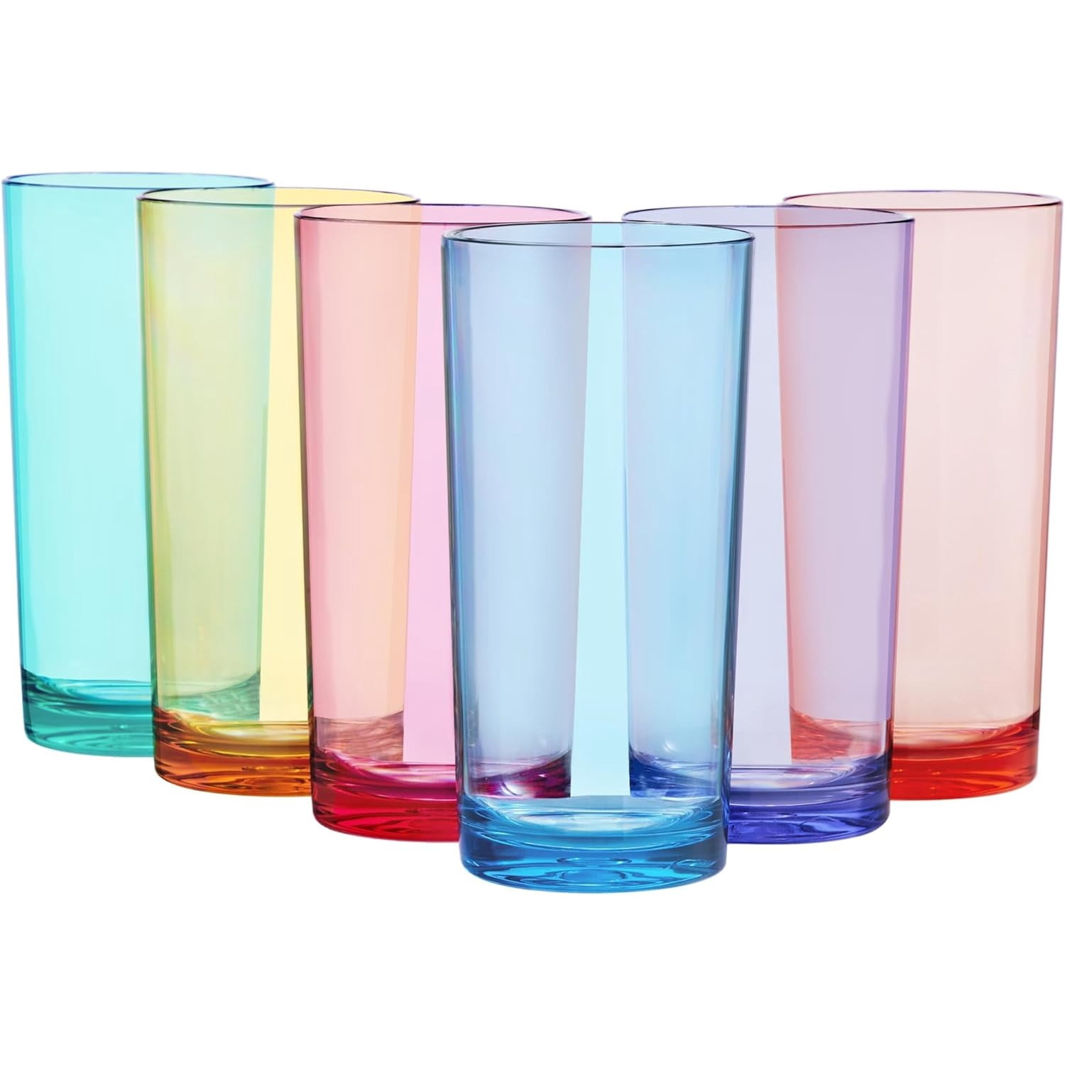 Classic Clear Plastic Reusable Drinking Glasses (Set of 6) 16oz Water ...