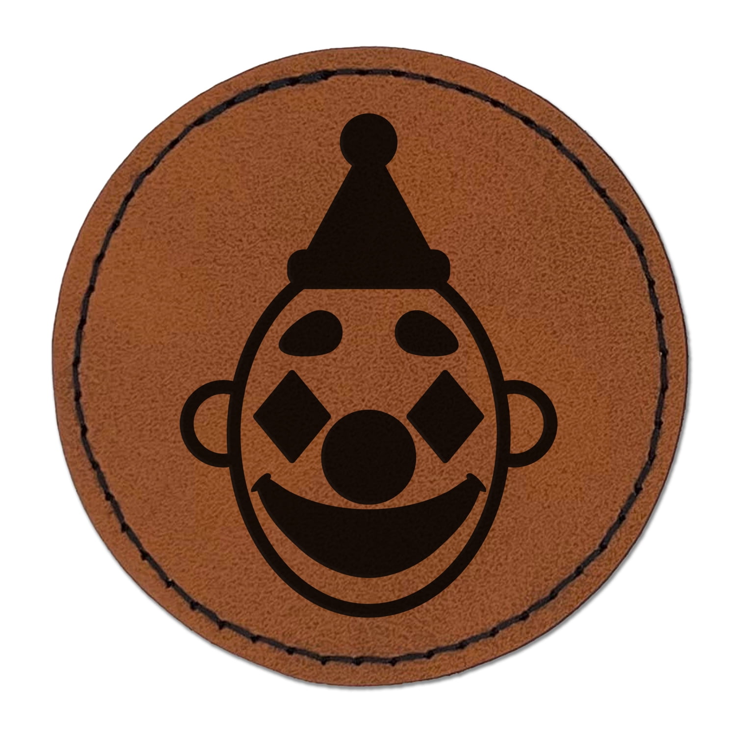 Classic Clown Head Circus Carnival 2.5" Faux Leather Round Engraved ...