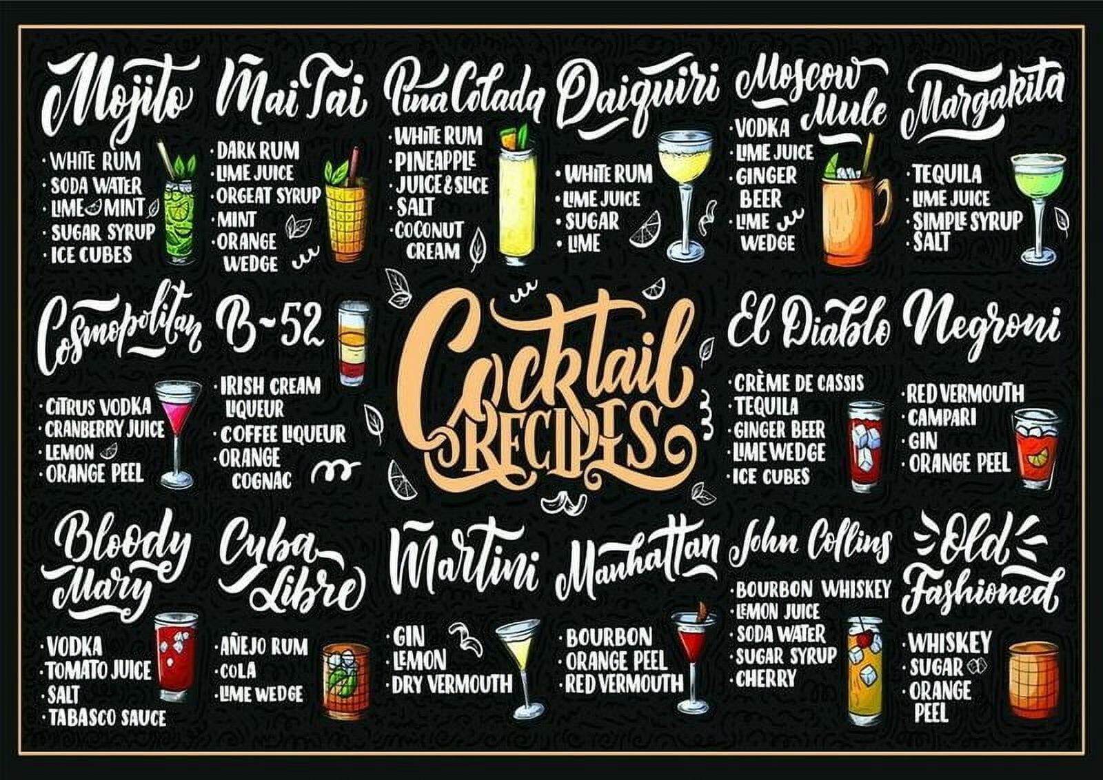 Classic Cocktail Recipes Metal Wall sign plaque for pub, bar man, lady ...