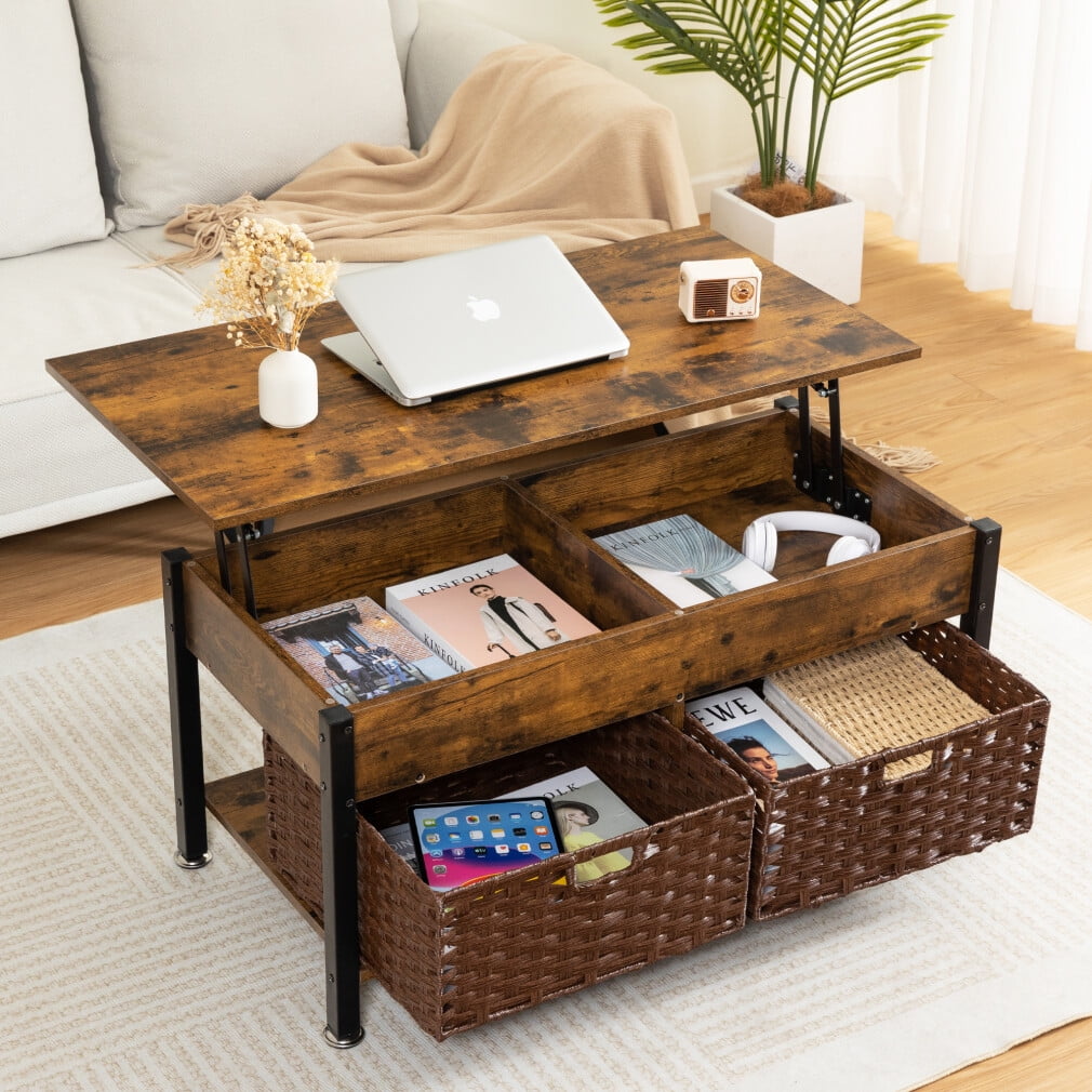 Classic Coffee Table with a Lifting Table and Hidden Storage Space ...