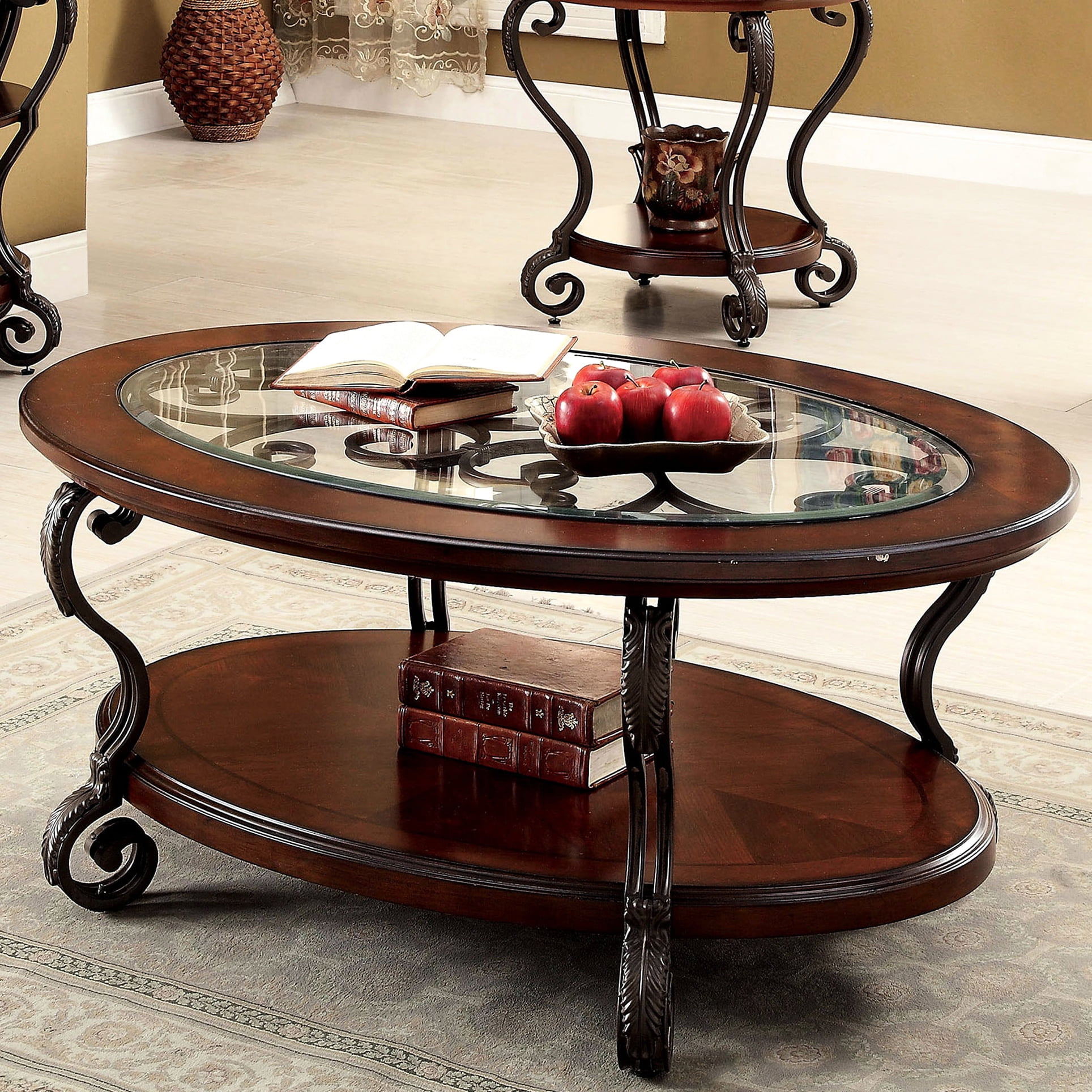 Classic Coffee Table With Solid Wood And Brown Cherry Ornaments Ornate ...
