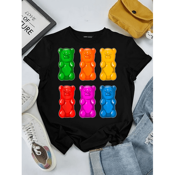 Classic Colorful Gummy Bears Candy Sweet Food Art Top Unisex T-Shirt ...