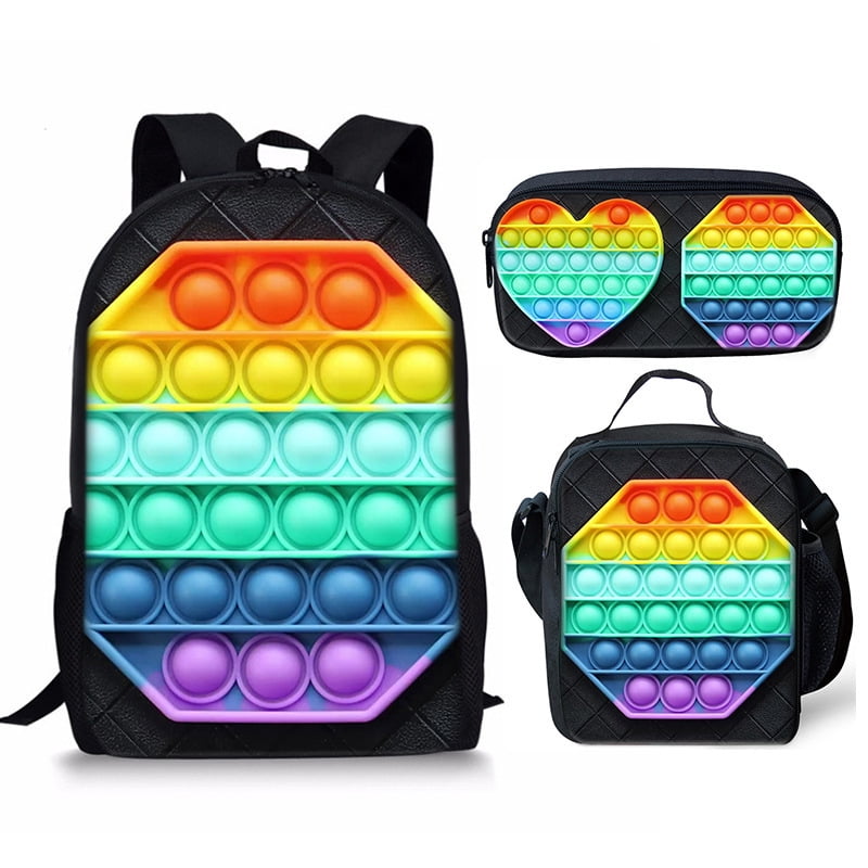 Classic Colorful Push Bubble 3D Print 3pcs/Set Student Bags Laptop ...