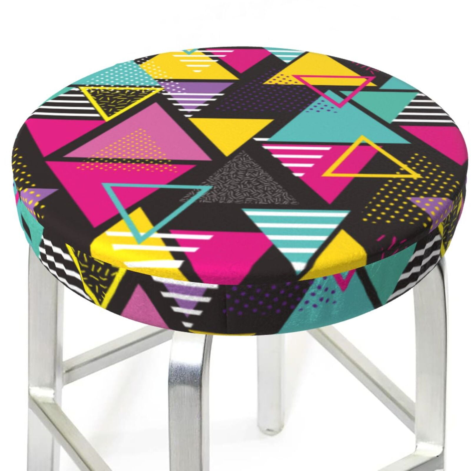 Classic Colorful Triangle Round Bar Stool Seat Covers, Elastic Round ...