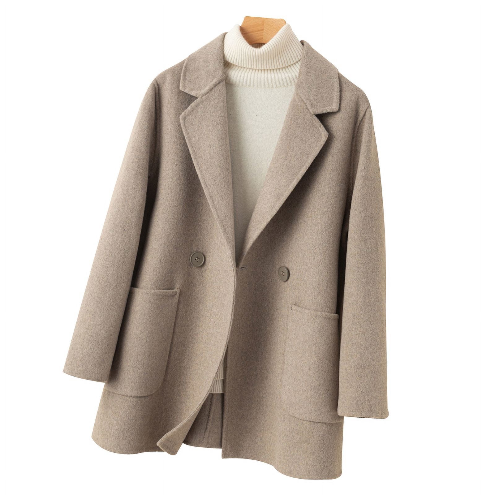 Classic Common Style Women's Coat 100% Pure Wool Reversible Woolen Coat ...