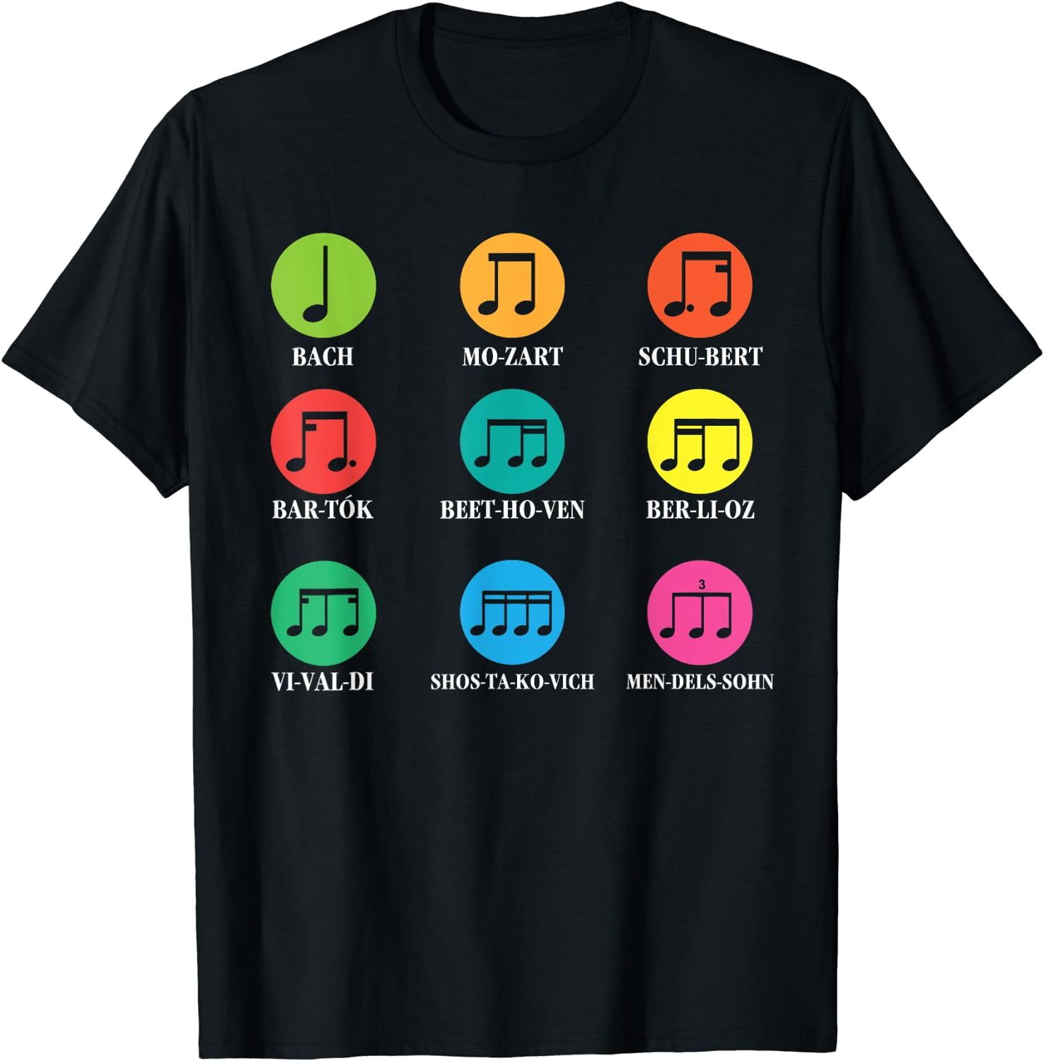 Classic Composers Classical Music Musical Notes T-Shirt Black - Walmart.com