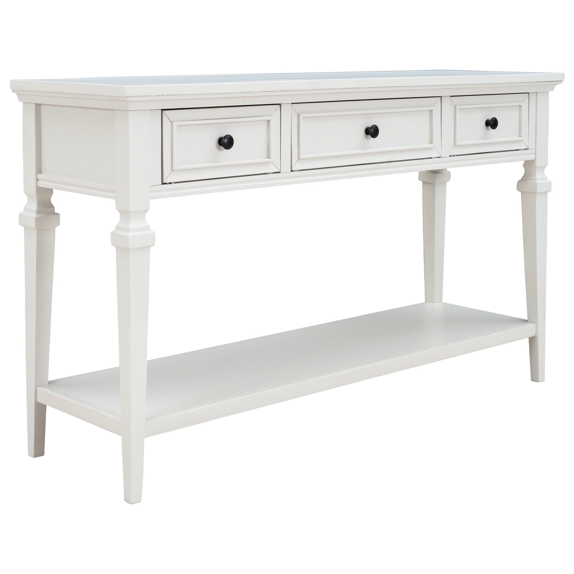 Classic Console Table In Antique White - Drawer Organization & Shelf ...